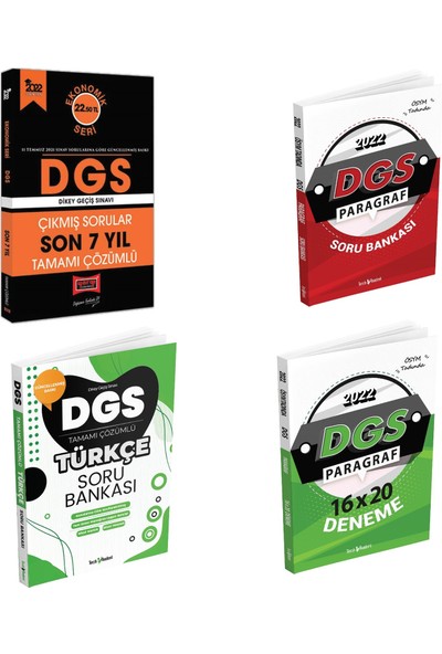 Yargı Yayınevi 2022 DGS Son 7 Yıl Çözümlü Çıkmış Sorular+DGS Paragraf+DGS Türkçe Soru+DGS Paragraf 16 x 20 4'lü Set Yargı Yayınevi 2022 DGS Son 7 Yıl Çözümlü Çıkmış Sorular+DGS Paragraf+DGS Türkçe Soru+DGS Paragraf 16 x 20 4'lü Set