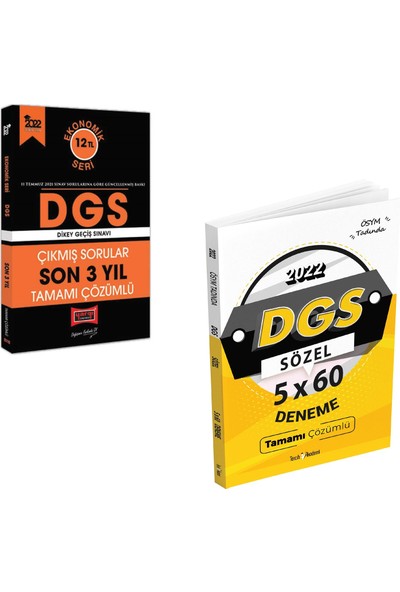 Yargı Yayınevi 2022 DGS Son 3 Yıl Tamamı Çözümlü Çıkmış Sorular+DGS Sözel 5 x 60 Deneme 2'li Set