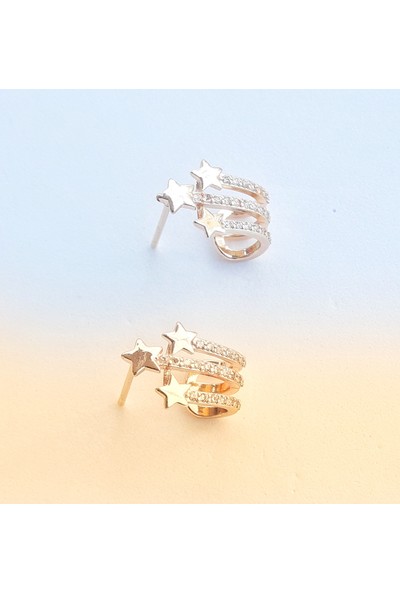 Fashion Jewelry Zirkon Taşlı Kayan Yıldız Küpe Fashion Jewelry Zirkon Taşlı Kayan Yıldız Küpe