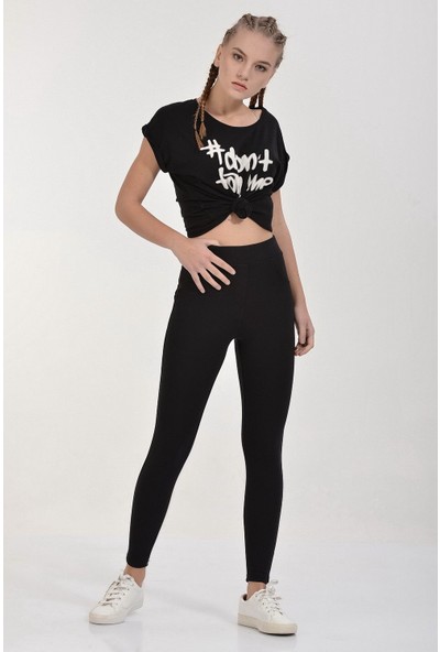 Daily Happiness Slim Fit Cep Detaylı Tayt Siyah - M