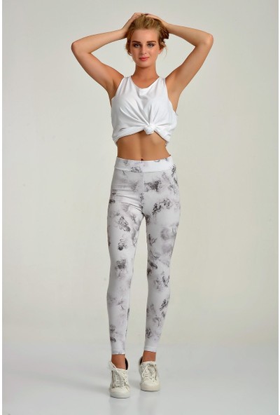 Daily Happiness Dijital Baskılı Slim Fit Normal Bel Tayt Çok Renkli - S