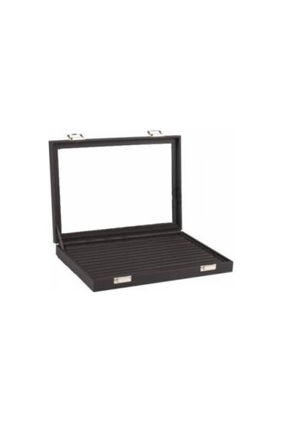 kutuveaksesuar Camlı Yüzük Kutusu Sosis Model Siyah Içi Siyah