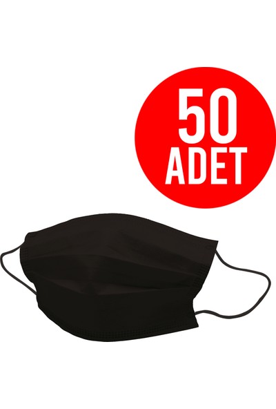 NNN-3 50 Adet Siyah (Telli- 3 Katlı -Lastikli ) Cerrahi Maske