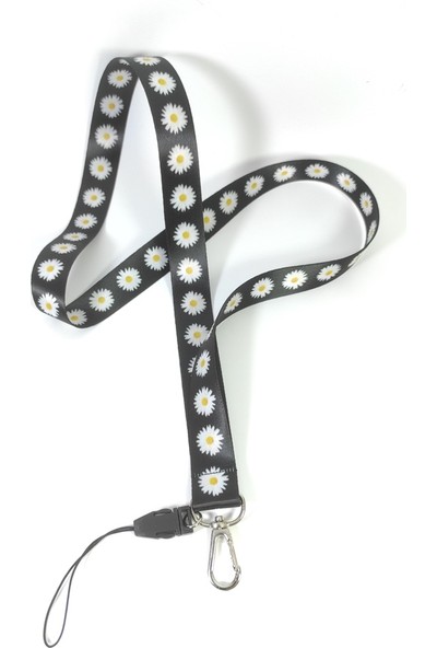 Çatı Medikal Papatya Desenli Yaka Kartı Ipi Telefon Askısı