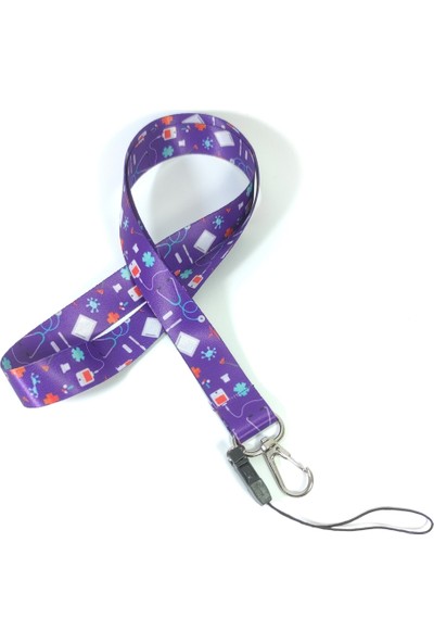 Çatı Medikal Tıp Simgeleri Desenli Yaka Kartı Ipi Telefon Askısı