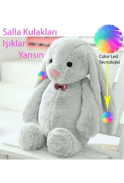 Sole LED Işıklı, Uyku Arkadaşı Uzun Kulak Bunny Peluş Tavşan 65CM