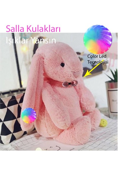 Sole LED Işıklı, Uyku Arkadaşı Uzun Kulak Bunny Peluş Tavşan 65CM