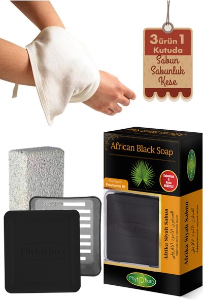 PHYTOFLORA African Black Doğal Sabun Kese + Sabunluk + Ponza Taşı PHYTOFLORA African Black Doğal Sabun Kese + Sabunluk + Ponza Taşı