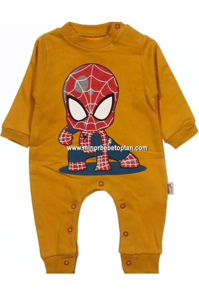 Rapapa Erkek Bebe Örümcek Adam Baskılı Tulum Hardal 5319-