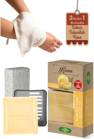 PHYTOFLORA Kavun Özlü Doğal Sabun Kese + Sabunluk + Ponza Taşı PHYTOFLORA Kavun Özlü Doğal Sabun Kese + Sabunluk + Ponza Taşı