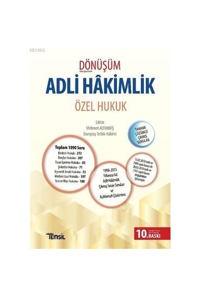 Dönüşüm Adli Hakimlik Özel Hukuk - Mehmet Altundiş