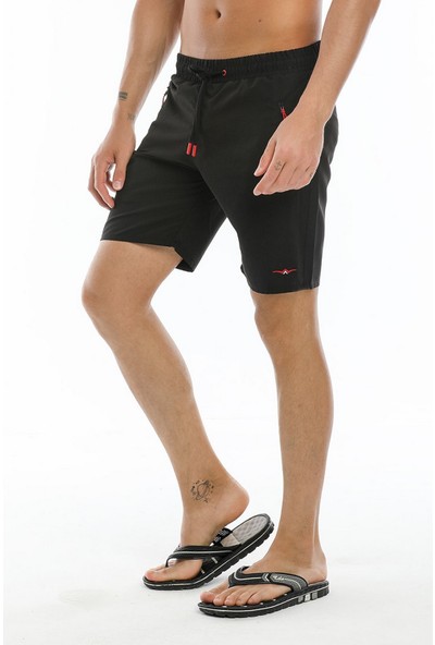 Bessa Su Itici Kumaş Deniz Şortu Siyah Regular Fit