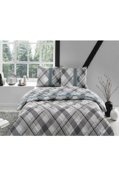 Taç - Floyd Gri Çift Kişilik Yastık Hediyeli Yorgan Seti