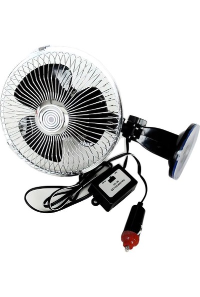Oscar Oto Vantilatör Çap 18 cm Vantuzlu Düğmeli Döner Başlıklı 6 Inc Araç Içi Fan