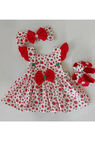 Erenity Çilek Desenli Elbise 3 Lü Takım