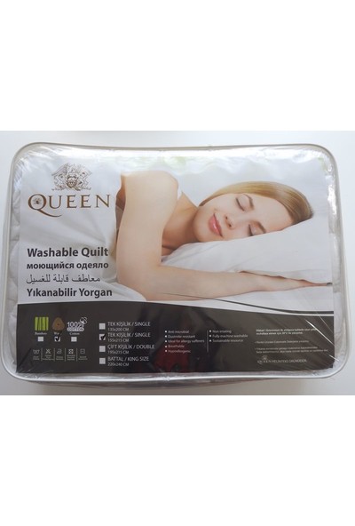 Queen Antibakteriyel Hipoalerjenik Taranmış Preslenmiş Tek Kişilik Yumuşak Kuzu Yünü Yorgan