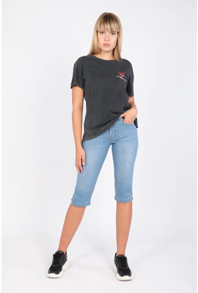 Banny Jeans Kadın Çift Düğmeli Kapri Açık Mavi