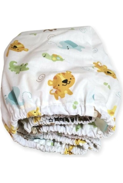 Bebek Özel %100 Pamuklu Bebek ve Çocuk Lastikli Çarşaf Safari Desen 50 x 90 cm