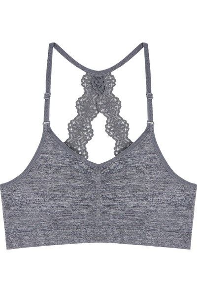 Penti Gri-Melanj Kız Çocuk Grey Lace Padlı Seamle Yarım Atle Penti Gri-Melanj Kız Çocuk Grey Lace Padlı Seamle Yarım Atle