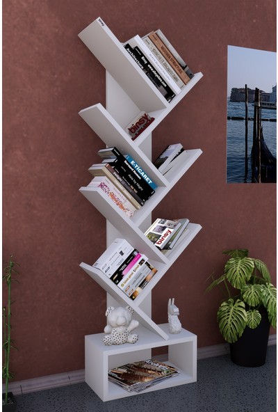 Miray Ağaç Kitaplık Raf Tasarım Kitaplık