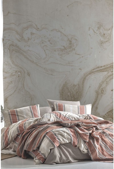 So Home Çift Kişilik Nevresim Takımı Ipliği Boyalı Stripes Orange