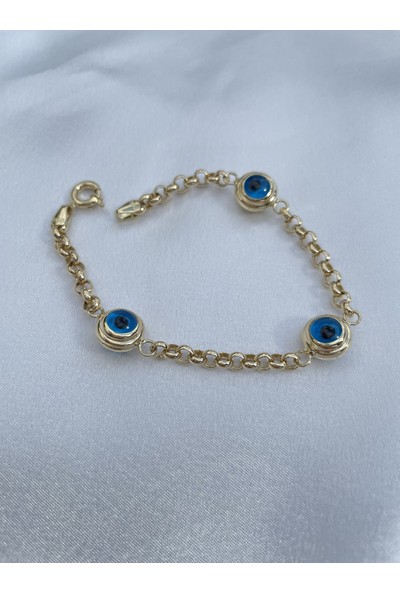 Azze Gold Nazar Boncuklu Halka Zincirli Bileklik