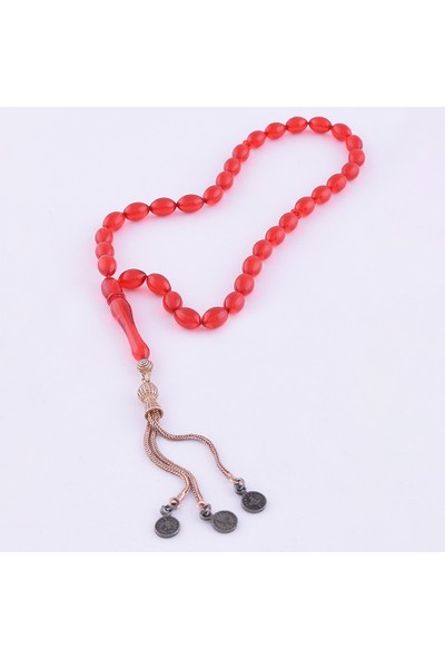 Nusnus Kırmızı Arpa Kesim Sıkma Kehribar TBU10 Tesbih Nusnus Kırmızı Arpa Kesim Sıkma Kehribar TBU10 Tesbih