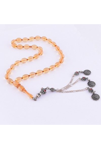 Nusnus Arpa Kesim Ateş Kehribar 925 Ayar Gümüş Püsküllü TBU52 Tesbih Nusnus Arpa Kesim Ateş Kehribar 925 Ayar Gümüş Püsküllü TBU52 Tesbih