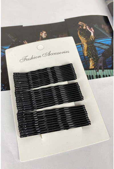 Bahels Kadın 30'lu Siyah Lüx 7 cm Saç Tel Toka Seti