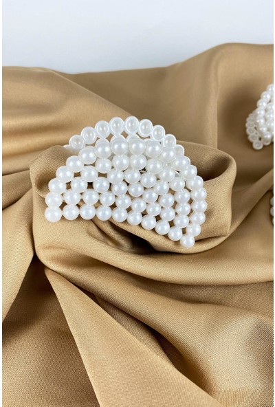 Bahels Kadın Beyaz Incili Mandal Toka 8 cm Bahels Kadın Beyaz Incili Mandal Toka 8 cm