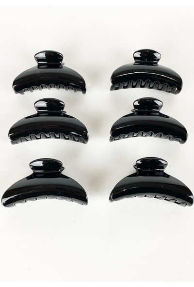 Bahels Kadın Siyah Parlak 6'lı Büyük Boy Mandal Toka Seti