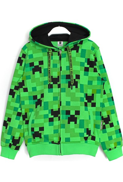 Minecraft Creeper Desenli Fermuarlı Unisex Çocuk Ceket 5 - 13 Yaş Yeşil Minecraft Creeper Desenli Fermuarlı Unisex Çocuk Ceket 5 - 13 Yaş Yeşil