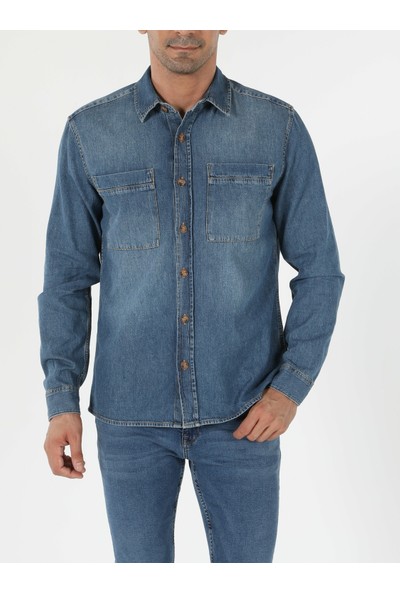 Colin's Oversize Jean Erkek Jean Gömlek U.kol