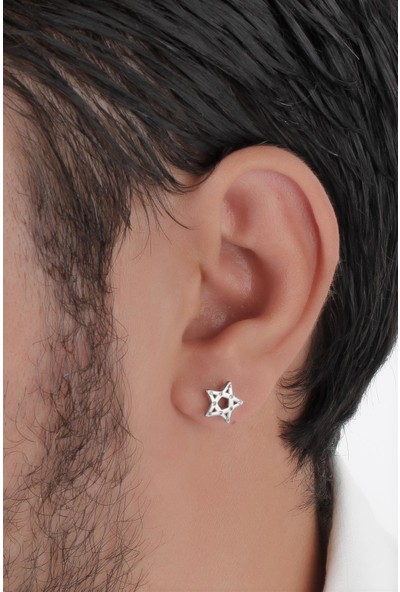 Madame Concept 925 Ayar Gümüş Yıldız Model Erkek Küpe