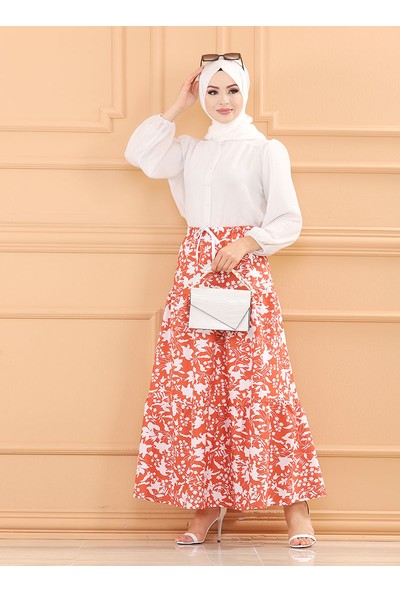 Tofisa Desenli Etek - Kiremit - Tofisa
