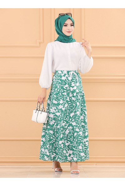 Tofisa Desenli Etek - Yeşil - Tofisa