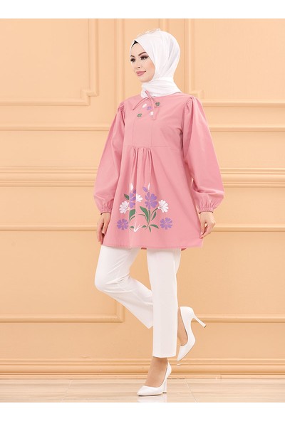Tofisa Baskılı Tunik - Gül Kurusu - Tofisa