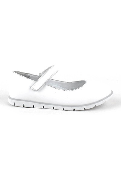 Rakerplus® Hakiki Deri Beyaz Kız Çocuk Babet