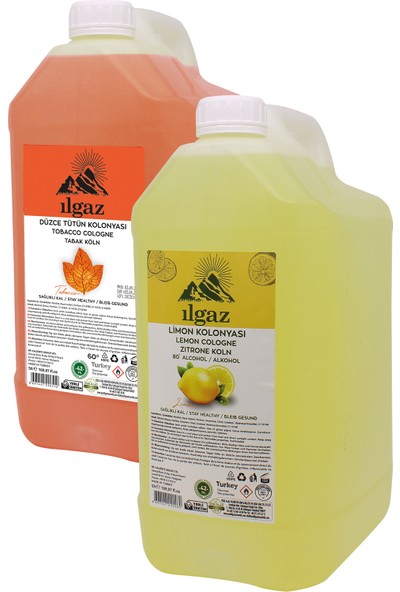 Ilgaz 2'li Set 5 Lt Bidon Tütün Kolonyası + 5 Lt Bidon Limon Kolonyası Hijyen Seti Ilgaz 2'li Set 5 Lt Bidon Tütün Kolonyası + 5 Lt Bidon Limon Kolonyası Hijyen Seti