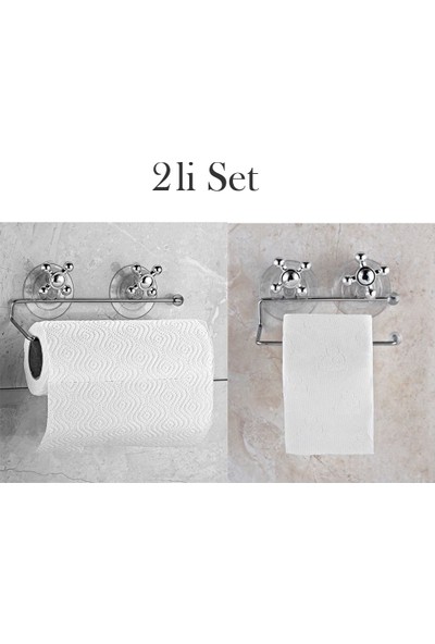 Morponi Vantuzlu Kağıt Havlu ve Tuvalet Kağıdı Askısı 2'li