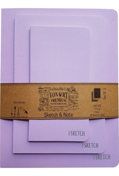 Vox Art Sketch Not Defteri 3'lü Çizgisiz 110 gr Mix Size For Fountain Pen Vox Art Sketch Not Defteri 3'lü Çizgisiz 110 gr Mix Size For Fountain Pen