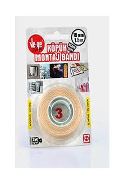 Ve-Ge Çift Taraflı Köpük Bant 19 mm x 1,5 mt