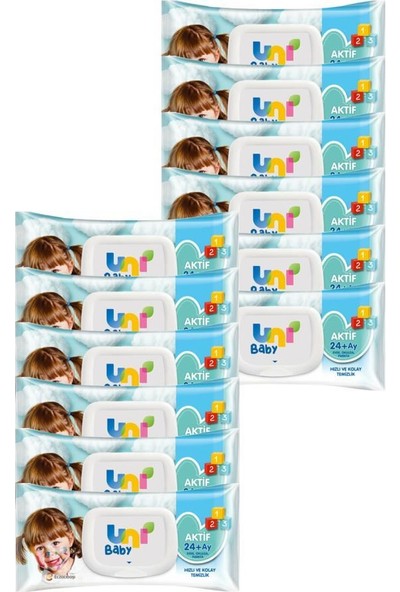 Uni Baby Aktif Islak Mendil 72'li x 12