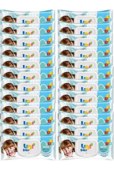 Uni Baby Aktif Islak Mendil 72'li x 24