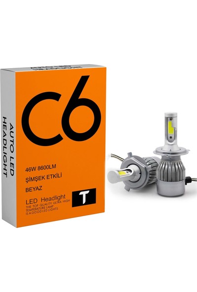 C6 LED Xenon 2 Adet H4 Uzun Kısa LED Xenon 46W 8600LM 6500K Far Ampülü Seri =t-T-Xen C6 LED Xenon 2 Adet H4 Uzun Kısa LED Xenon 46W 8600LM 6500K Far Ampülü Seri =t-T-Xen