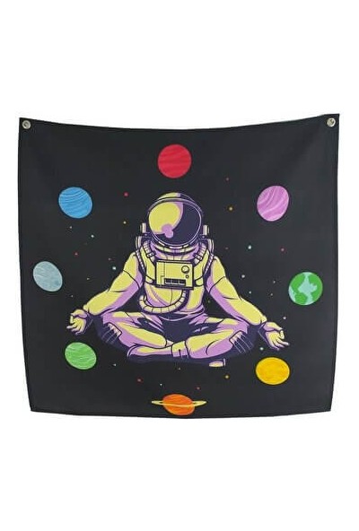Kedikerekedi Yoga Yapan Astronot Duvar Halısı Örtüsü Kedikerekedi Yoga Yapan Astronot Duvar Halısı Örtüsü