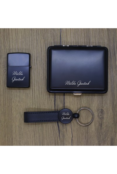 Ada Lazer Kişiye Özel Bts Metal Tabaka, Zippo Çakmak ve Anahtarlık Seti