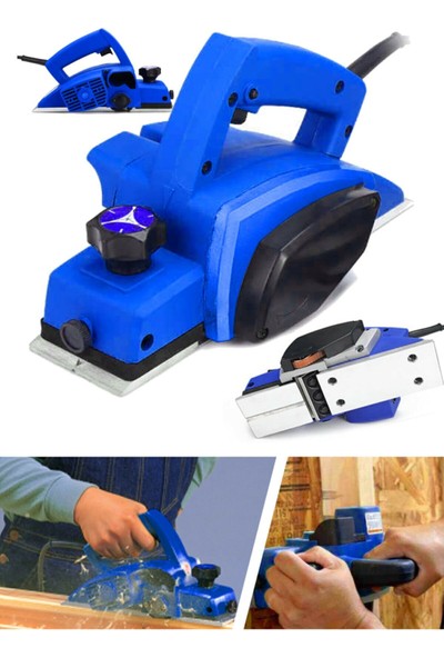 Graizer 3200 Watt Bakir Sargılı Metal Şanzuman Çift Bıçakli Planya Rende Makinesi Mavi