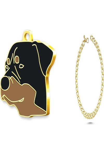 Altın Pati Altın Kaplama Rottweiler Köpek Künyesi+ Köpek Kolyesi - Gold