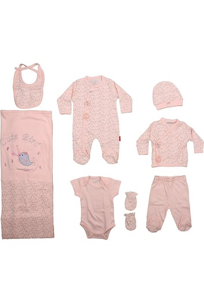 Cocopoco 0794 Kız Bebek Somon Çiçekli 10'lu Hastane Çıkışı